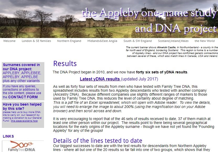 Appleby - Activity Feed | FamilyTreeDNA